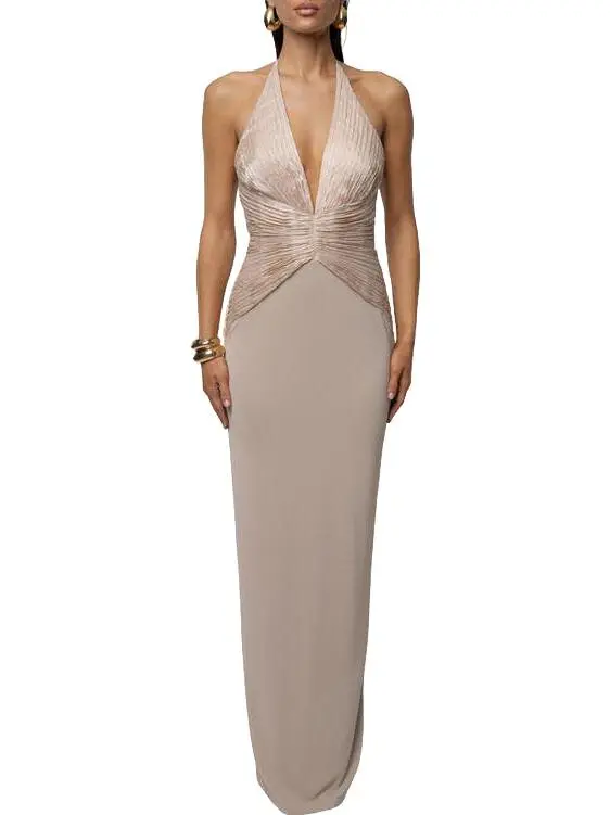 JLUXLABEL Enchanted Plunge Neck Gown - Ivory