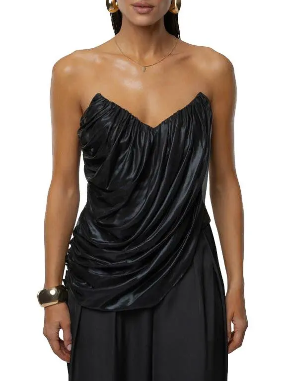 JLUXLABEL Soirée Draped Corset Top - Black