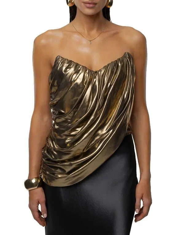JLUXLABEL Soirée Draped Corset Top - Gold