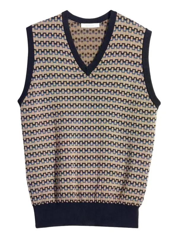 LEMAIRE Patterned V-neck Vest - Neutrals