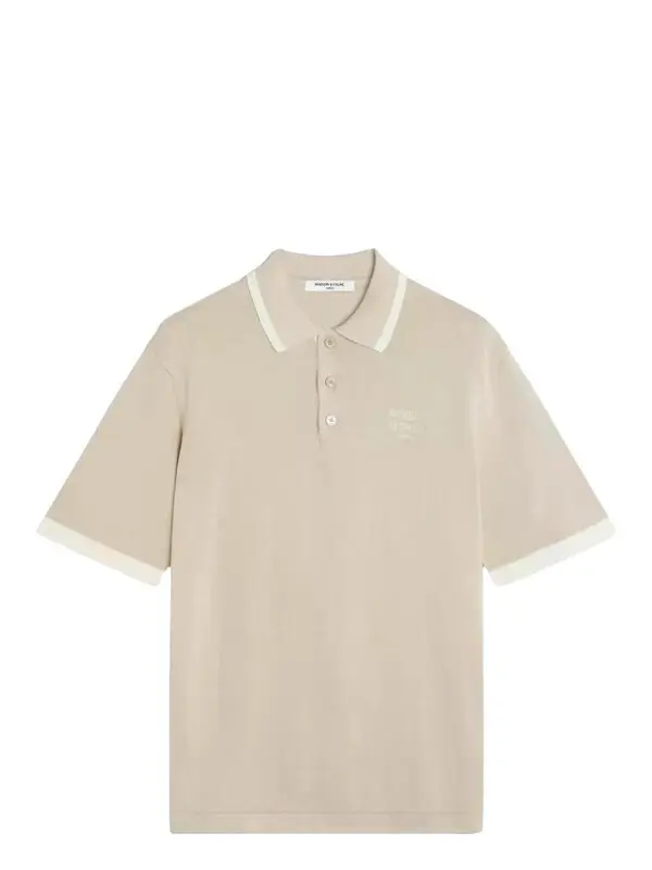 Maison Kitsuné Button-up Contrast-trim Polo Shirt - Neutrals