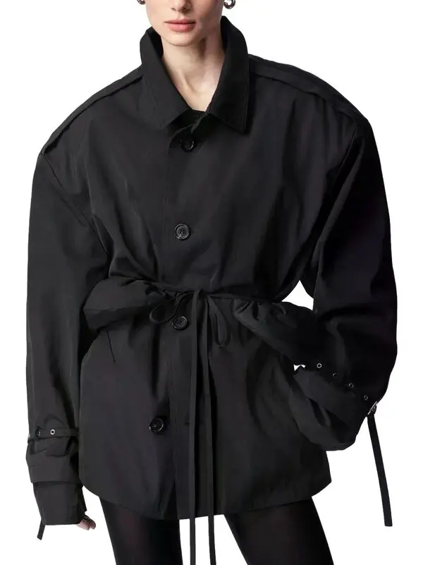 ARTICLE TEN Belted Trench Jacket - Black