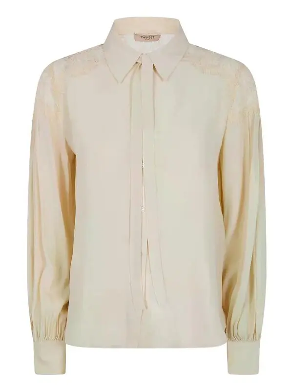 TWINSET Lace-trim Shirt - Neutrals