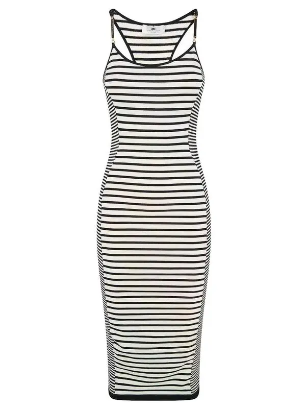 Elisabetta Franchi Striped Midi Dress - White