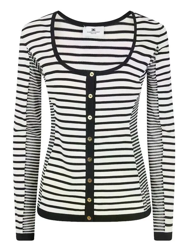 Elisabetta Franchi Buttoned Striped Cardigan - White