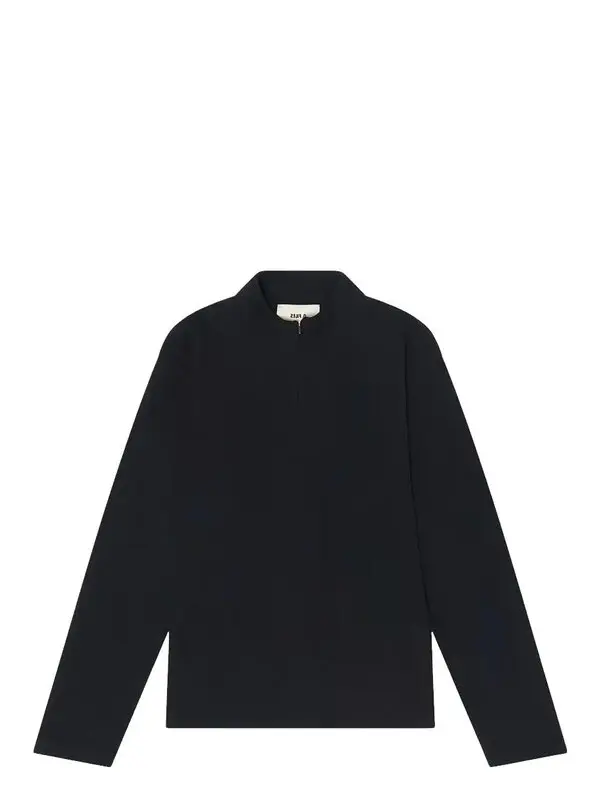 O.FILES Half-zip Long Sleeve T-shirt - Black