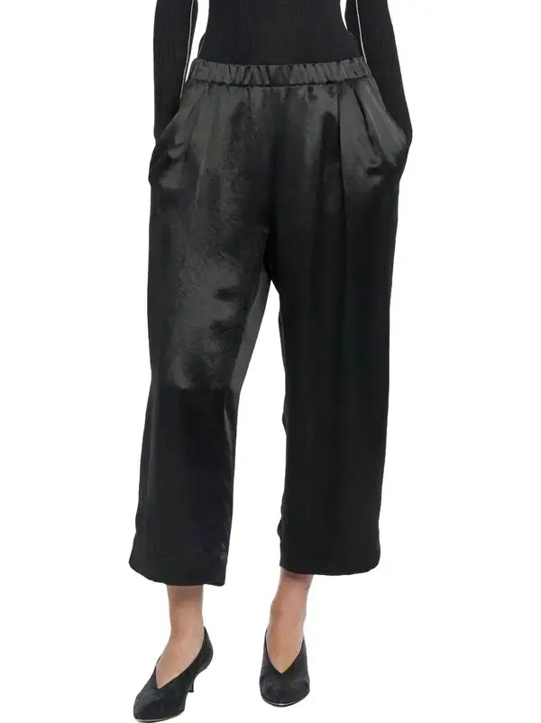 Maria Mcmanus Elasticated-waistband Cropped Trousers - Black