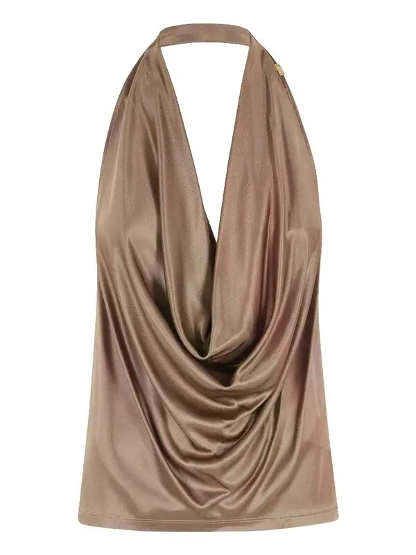 Elisabetta Franchi Cowl Neck Halterneck Top - Brown