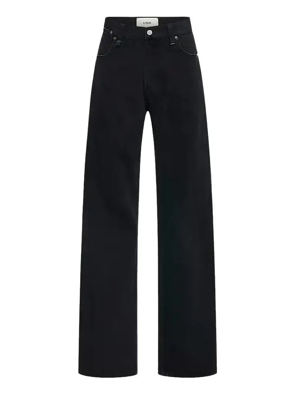 O.FILES Cotton Straight Leg Jeans - Black