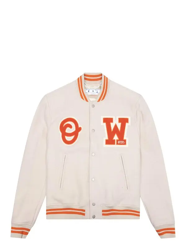 Off-White Patch Varsity Jacket - Cream