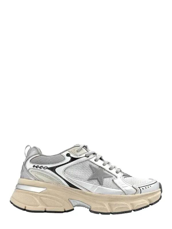 GOLDEN GOOSE Lightstar Low-top Trainers In Laminated Nappa With Worn Effect - Grey