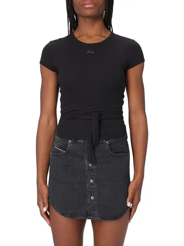 DIESEL® Ribbed Cropped T-shirt - Black