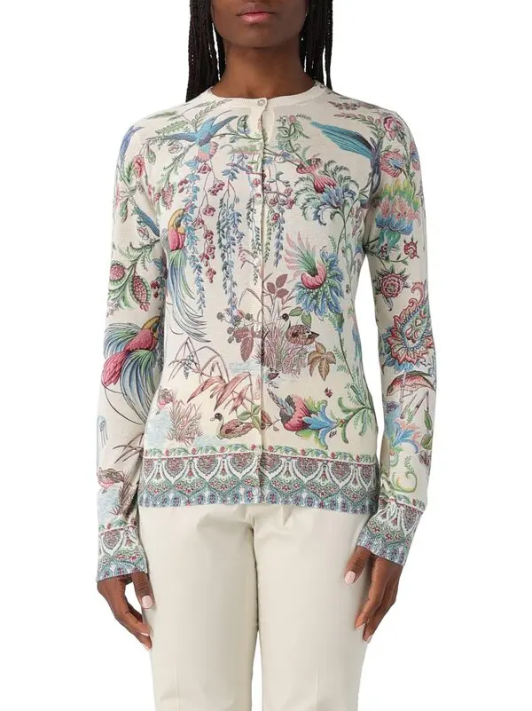 Etro Paisley Print Cashmere And Silk Cardigan - Brown