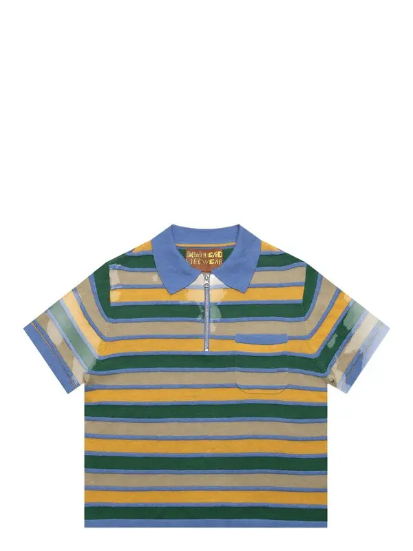 BRAIN DEAD Lifted Stripe Half Zip Shirt - Yellow