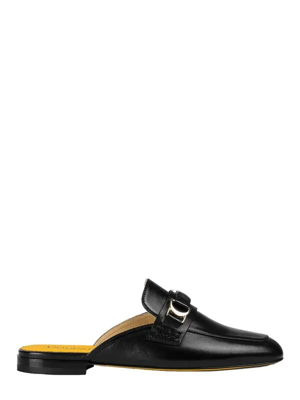 DOUCAL'S Leather Mules With Horsebit Detail - Black