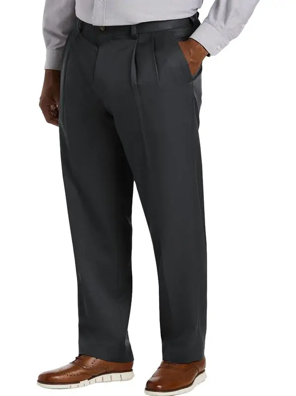 B+T ESSENTIALS Big & Tall Pleated Microfiber Dress Pants - Black