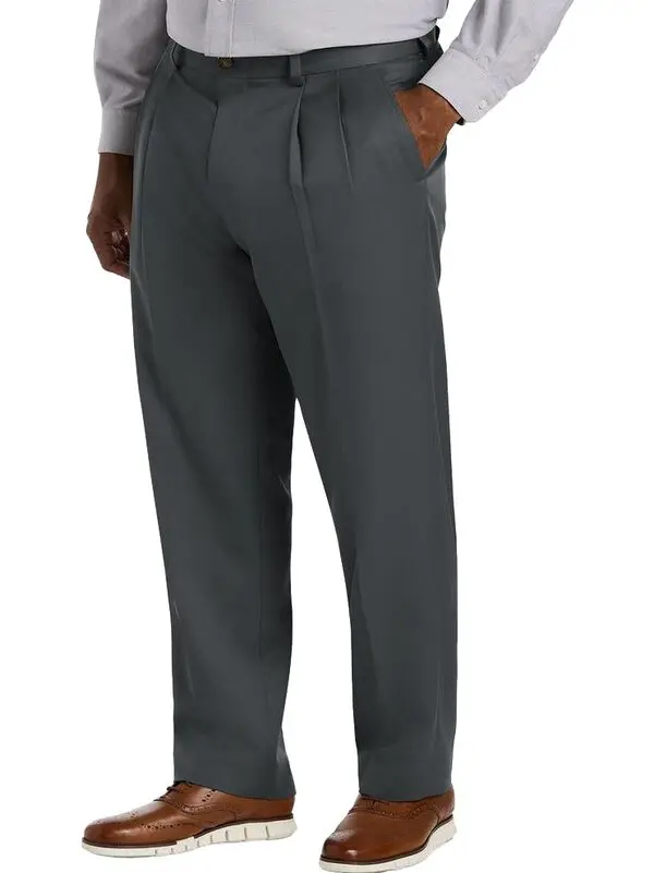 B+T ESSENTIALS Big & Tall Pleated Microfiber Dress Pants - Dark Grey