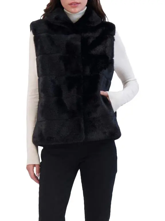 LYLA GRANT Faux Fur Mink Vest - Black
