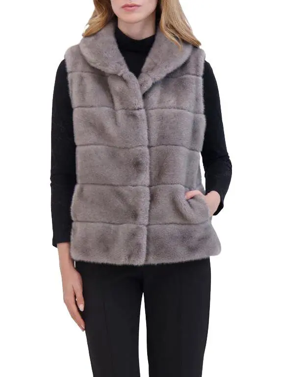LYLA GRANT Faux Fur Mink Vest - Dark Gray