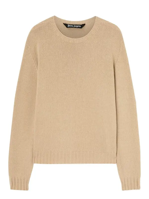 Palm Angels Curved Logo Sweater - Tan