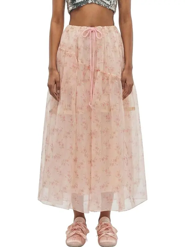 Simone Rocha Floral Print Skirt - Nude