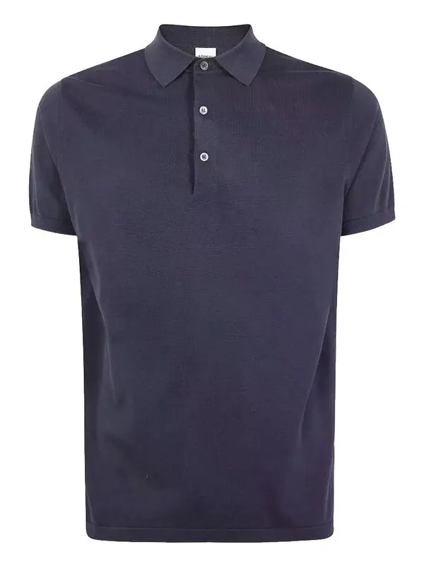 Aspesi Short-sleeve Buttoned Polo Shirt - Blue