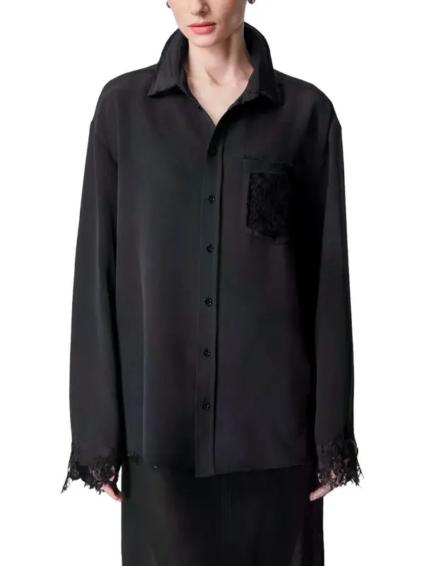 ARTICLE TEN Lace Panels Shirt - Black