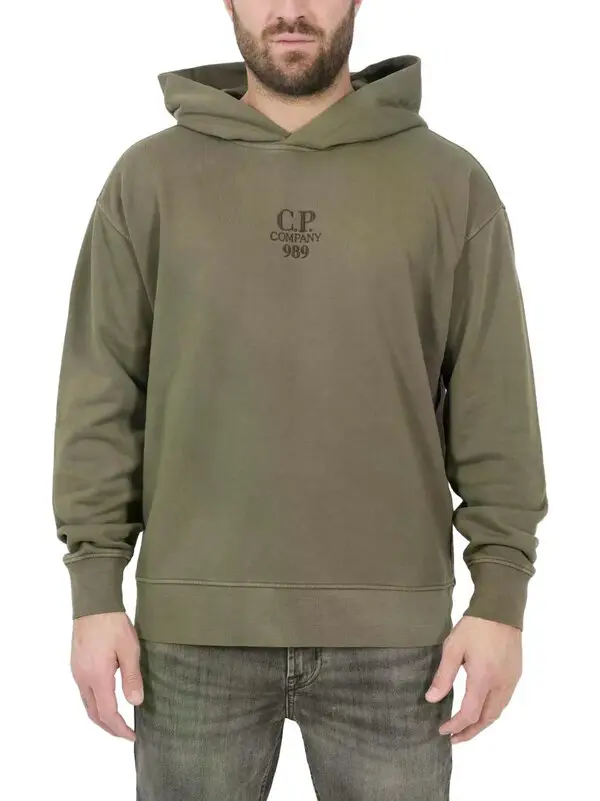 C.P. COMPANY Logo-embroidered Hoodie - Green