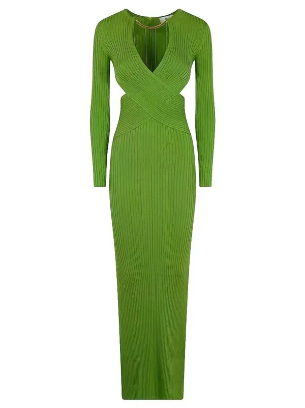 Elisabetta Franchi Cut-out V-neck Maxi Dress - Green