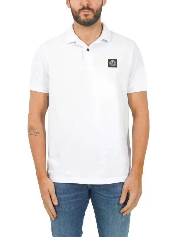 Stone Island Button Logo-patch Polo Shirt - White