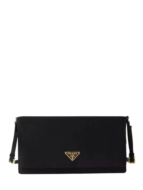 Prada Mini Shoulder Bag With Logo Plaque - Black