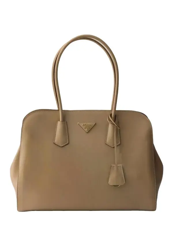 Prada Large Leather Tote - Neutrals