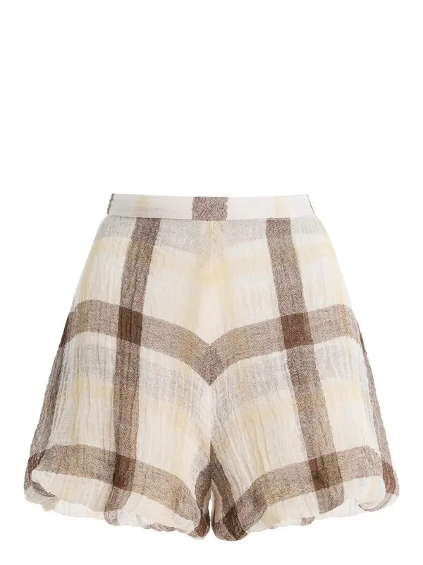 Lisa Marie Fernandez Linen-blend Gauze Pouf Shorts - Brown