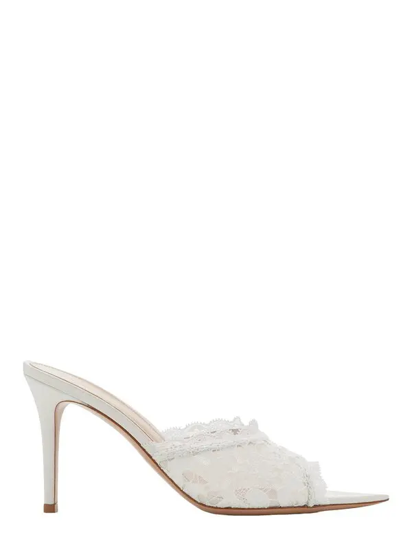 GIANVITO ROSSI Lace Pointed-toe Mules - White