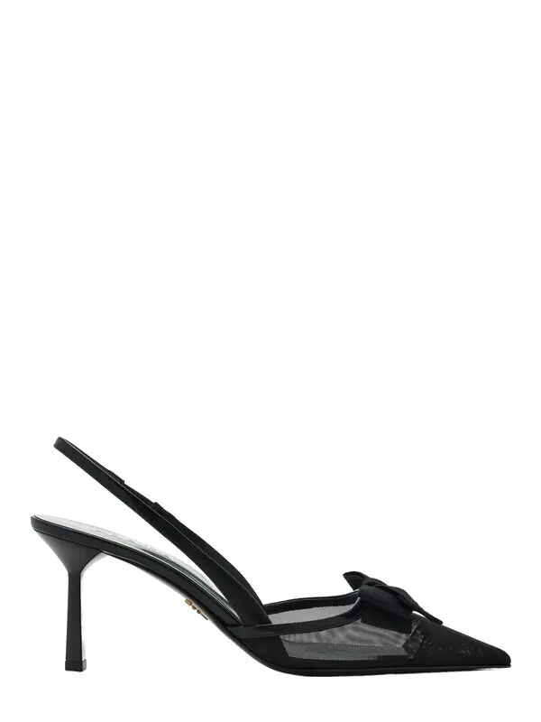 Prada Bow-embellished Slingback Pumps - Black