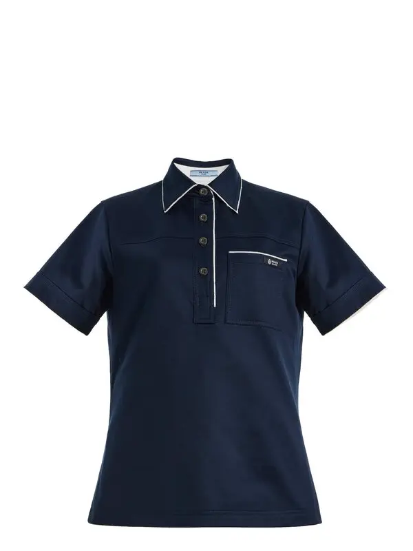 Prada Cotton Lisle Polo Shirt - Blue
