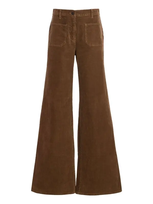 NILI LOTAN Florence Cotton-corduroy Flared Pants - Neutral