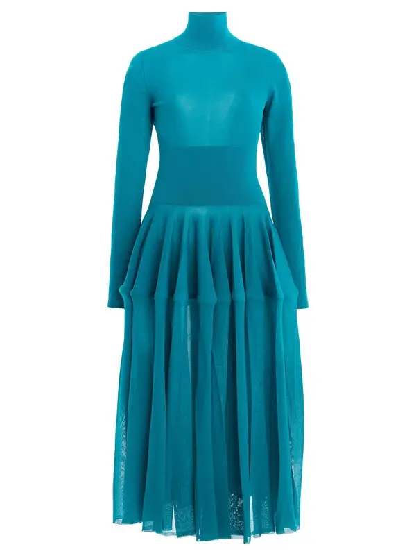 Alaïa Peplum Jersey Maxi Dress - Blue