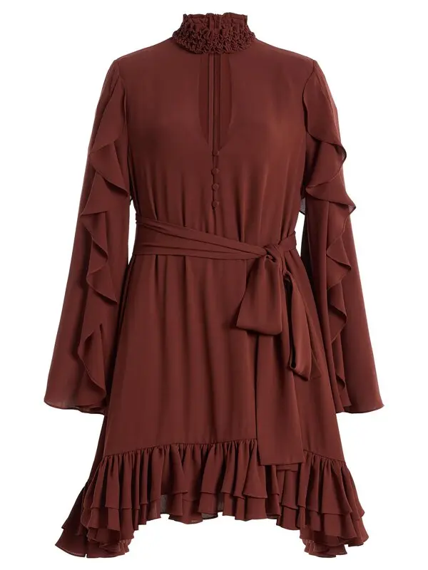 Alexis Crepe Mini Dress - Brown