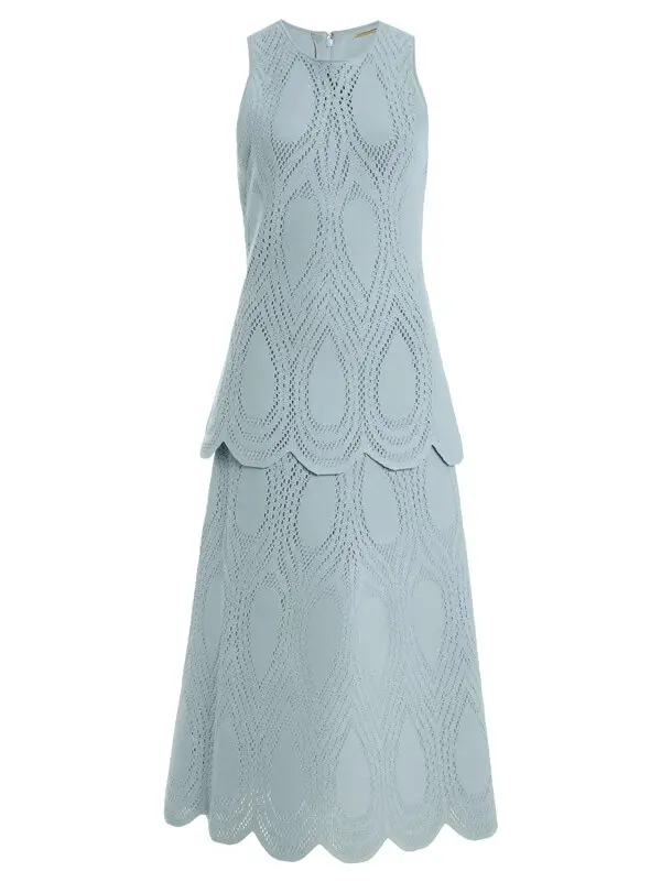 Alexis Zandra Pointelle-knit Midi Dress - Blue