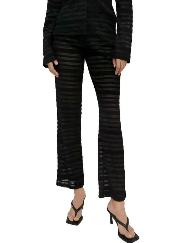 RÉSUMÉ Striped Trousers - Black
