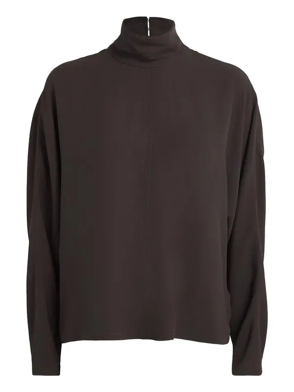 JOSEPH Crepe Buick Blouse - Brown