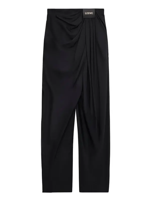 Loewe Silk Draped Wide-leg Trousers - Black