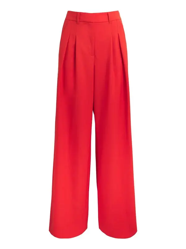 ME+EM Wool Pleated Wide-leg Trousers - Red