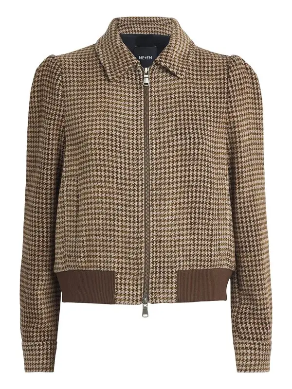 ME+EM Houndstooth Bomber Jacket - Brown