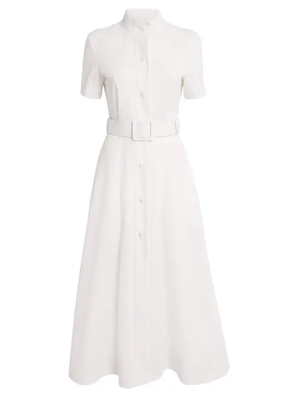 NOMADISSEM Seersucker Cotton Midi Shirt Dress - White