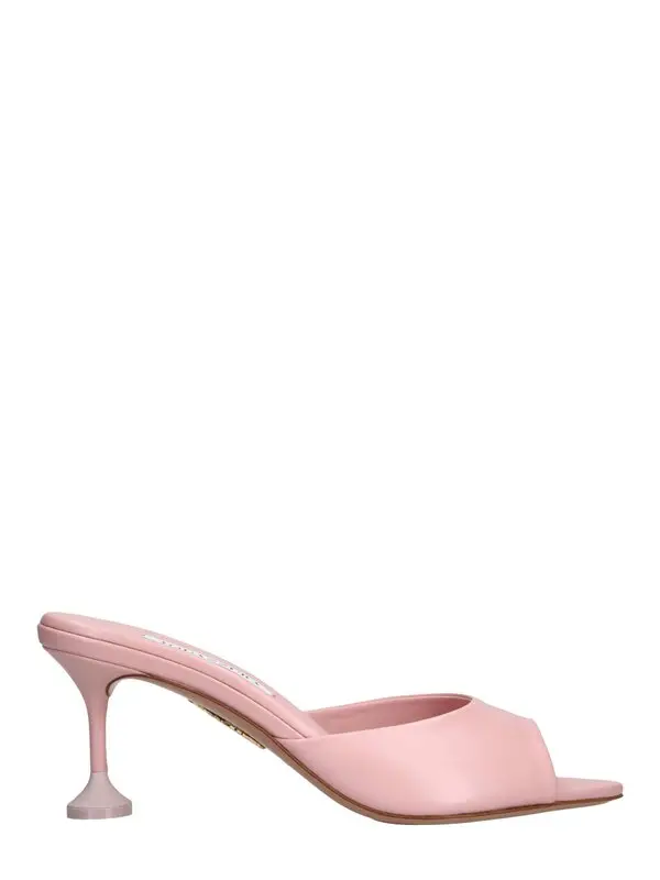 AQUAZZURA Leather Bisous Mules - Pink