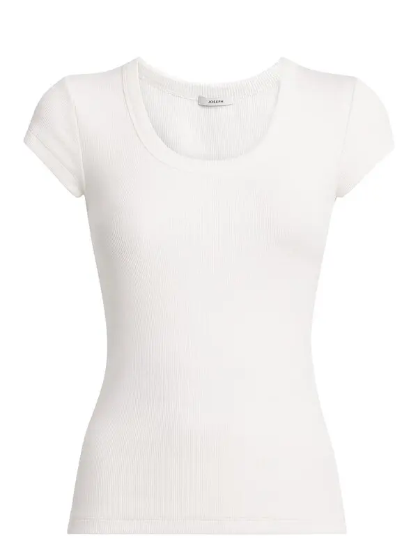 JOSEPH Stretch-cotton Ribbed Top - White