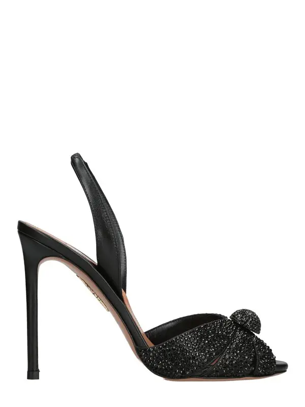 AQUAZZURA Italian Flirt 105 Embellished Slingback Sandals - Black