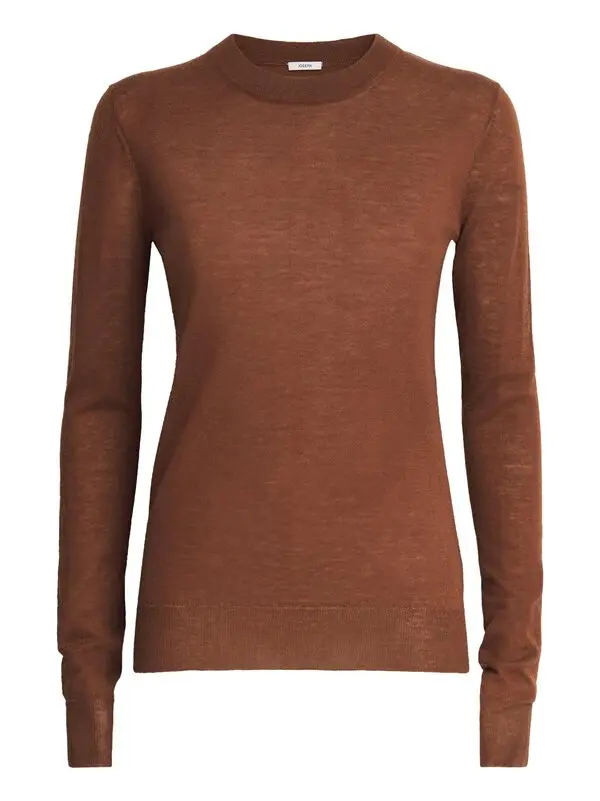 JOSEPH Cashair Cashmere Round-neck Sweater - Brown